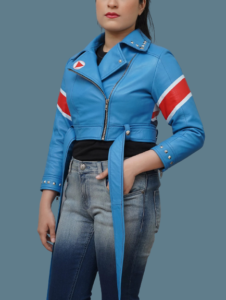 CAMMY INSPIRED UK FLAG CROPPED COSTUME LEATHER JACKET - Real USAJacket