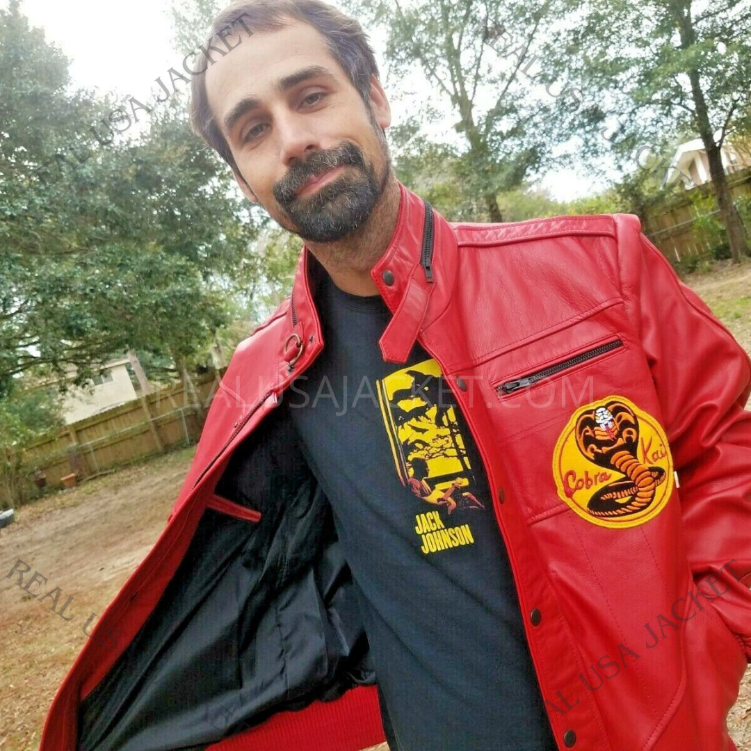 Johnny Lawrence karate kid Red Faux Leather Cobra Kai Jacket - Real ...