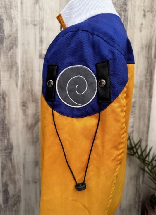 Anime Ninja Jacket, Orange & Blue High Collar Streetwear - Real USAJacket